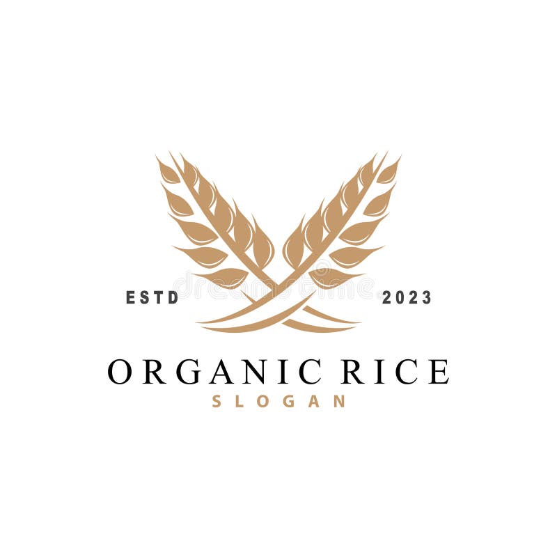 Wheat Grain Rice Logo, Simple Design Organic Vector Illustration Icon ...