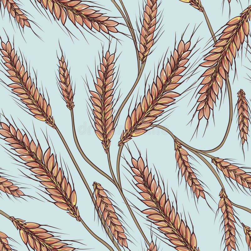 Wheat Grain Seamless Pattern, Harvest Fall Print, Autumn Crop Design ...
