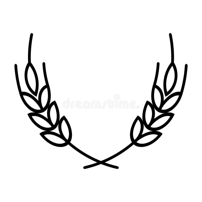Wheat Grain Wreath Icon in Linear Style. Stock Vector - Illustration of ...