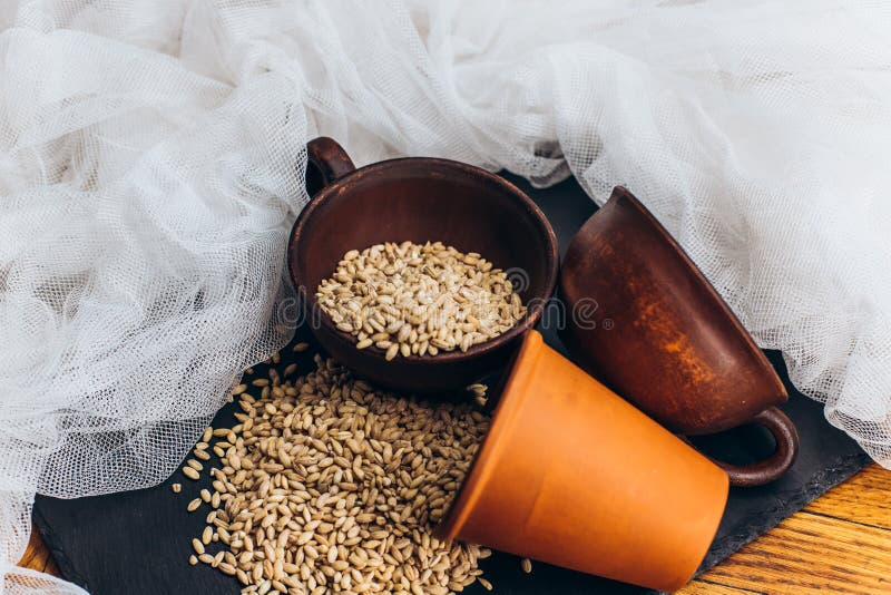 Wheat in a clay pot stock image. Image of croup, earthenware - 178454095