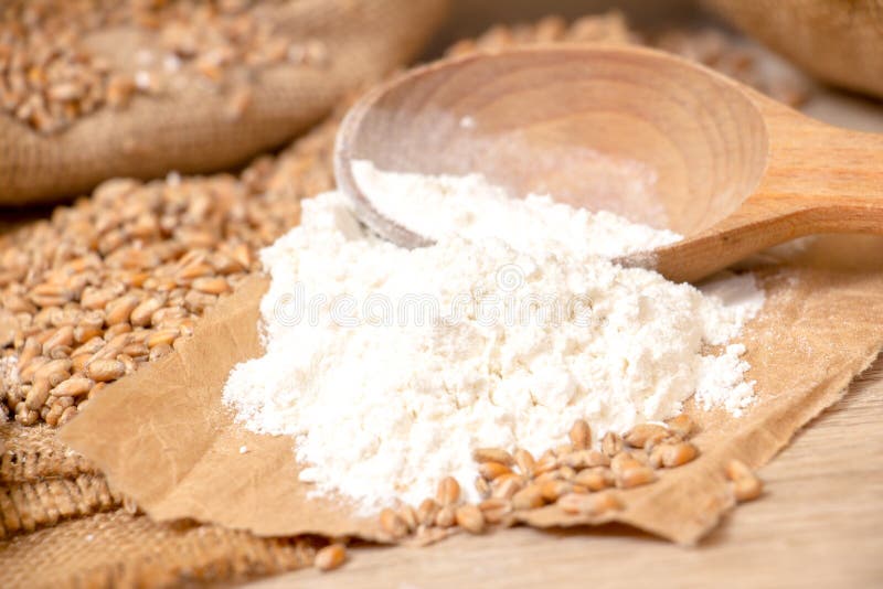 Wheat grains and flour stock photo. Image of ripe, grain - 53090882