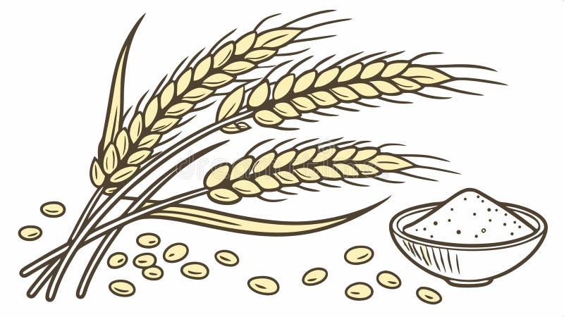 Wheat Grains Pour, Baking Ingredient and Flour Making Vector Design ...