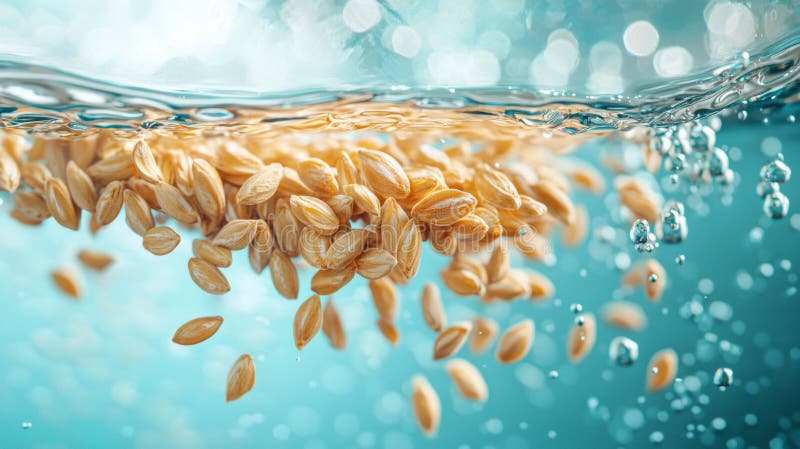 Wheat Groats are Suspended Underwater Showcasing Their Unique Shape and ...
