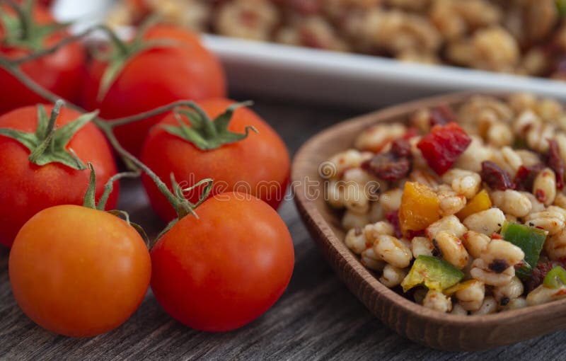 Wheat kernel salad stock photo. Image of rustic, salad - 215630148