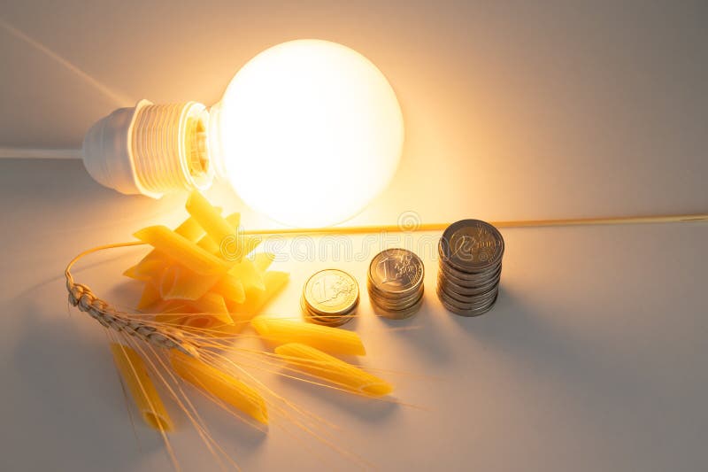 Wheat, Light Bulb, Coins and Pasta. Price of Wheat, Pasta, and Energy ...