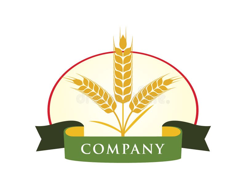 Wheat Nettle Grain with Ribbon Banner Vector Logo Design Stock ...