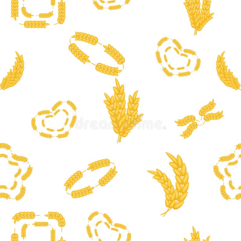 Wheat Pattern, Cartoon Style Stock Vector - Illustration of grain ...