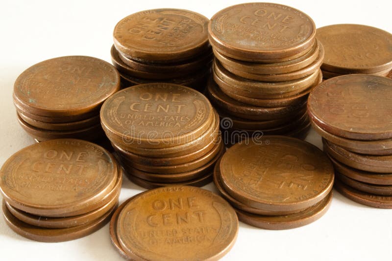 Stacks of pennies stock image. Image of white, penny - 16736609