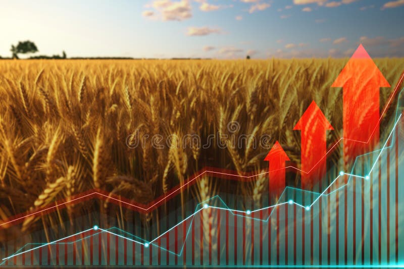 Wheat Price Increase and Diagram with Three Arrows Stock Illustration ...