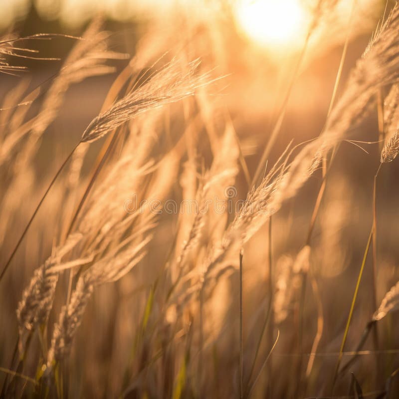 Wheat in the Rays of the Rising Sun Close-up Stock Illustration ...