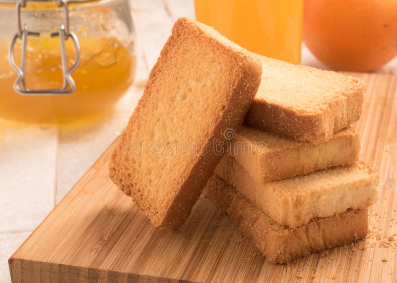 Wheat Rusk in a Wooden Panel Stock Photo - Image of crunchy, cereal ...