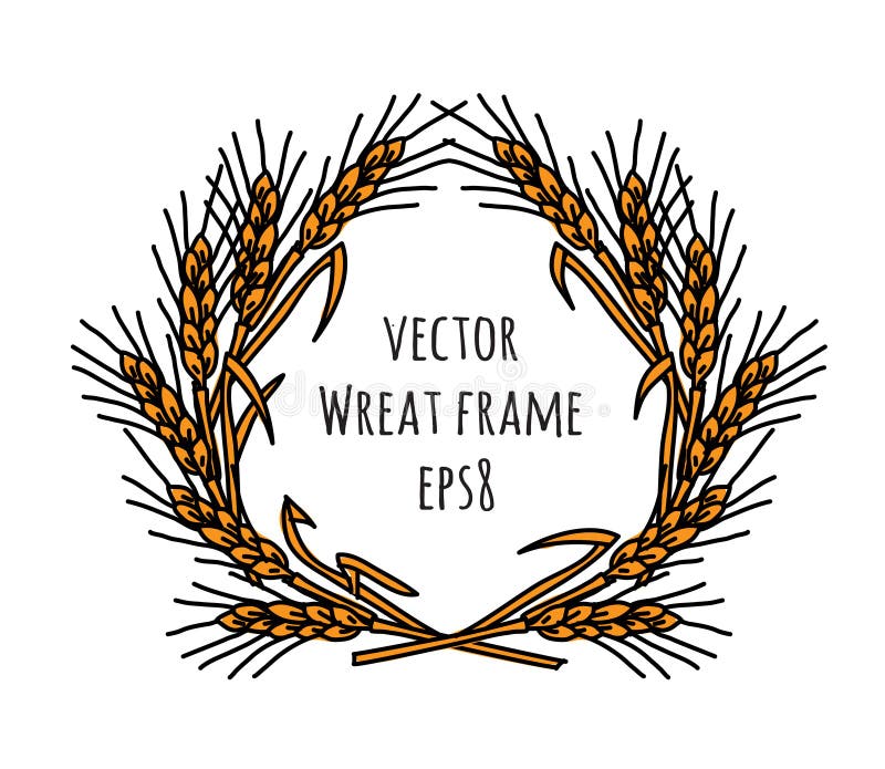 Wheat Rye Frame Wreath Isolate Object. Stock Vector - Illustration of ...