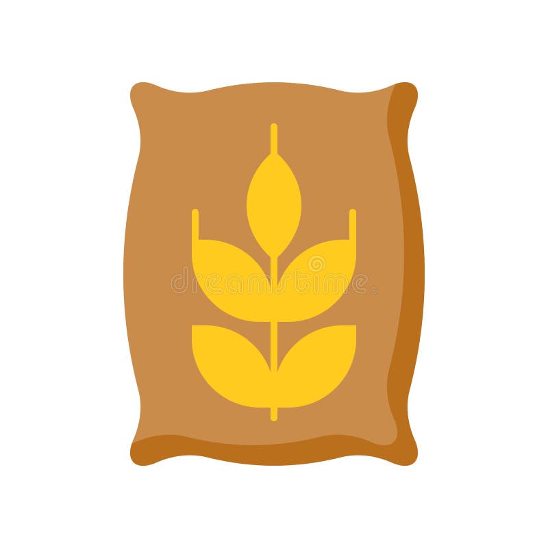 Wheat in sack flat icon stock vector. Illustration of farming - 123500550