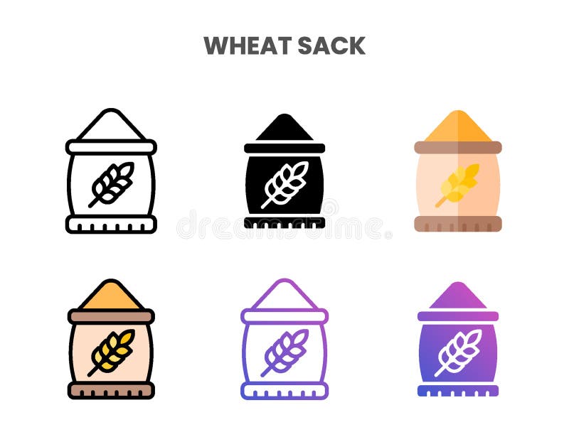 Wheat Sack Icons Set with Different Styles. Stock Vector - Illustration ...