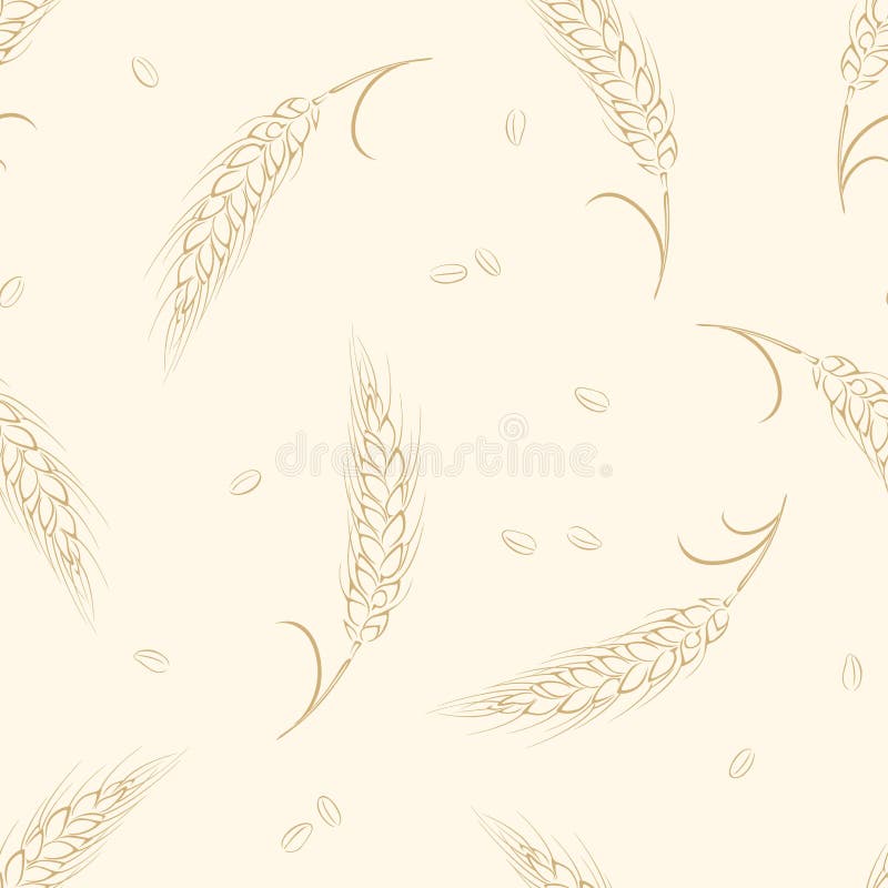 Wheat Seamless Pattern. Botanical Background with Ears and Seeds of ...