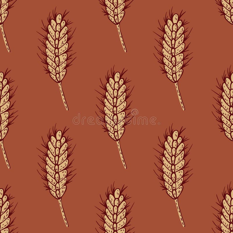 Wheat Seamless Pattern. Cereal Crop Sketch Stock Vector - Illustration ...