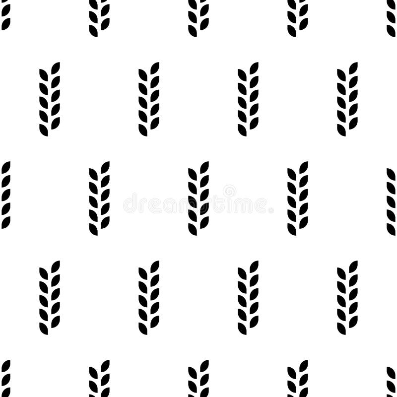 Wheat Seamless Pattern. Repeating Black Grain Wheats on White ...