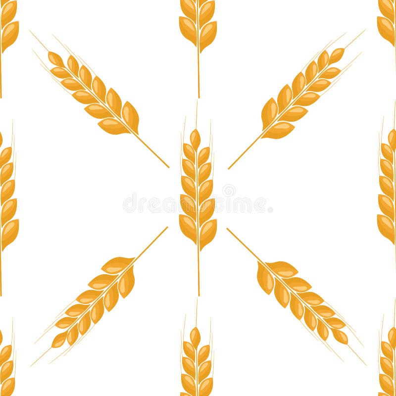 Wheat Spike Seamless Background. Organic Ear Grain Textured Pattern ...