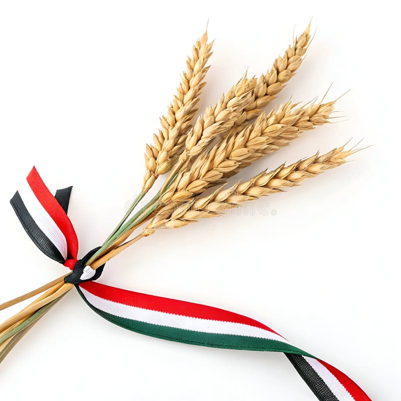 Wheat Spikelet and Ribbon Isolated on White Background Stock ...