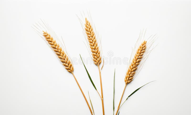Three Wheat Stalks Arranged on a White Background Stock Illustration ...
