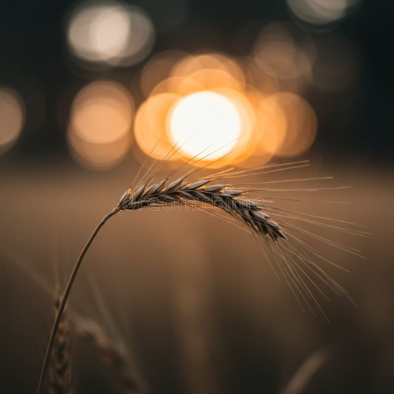 Wheat Stalks at Sunset: Golden Hour in a Field Stock Illustration ...