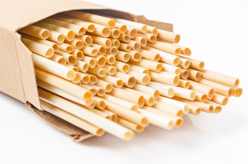 Wheat Straw for Drinking Water in Brown Paper Stock Photo - Image of ...