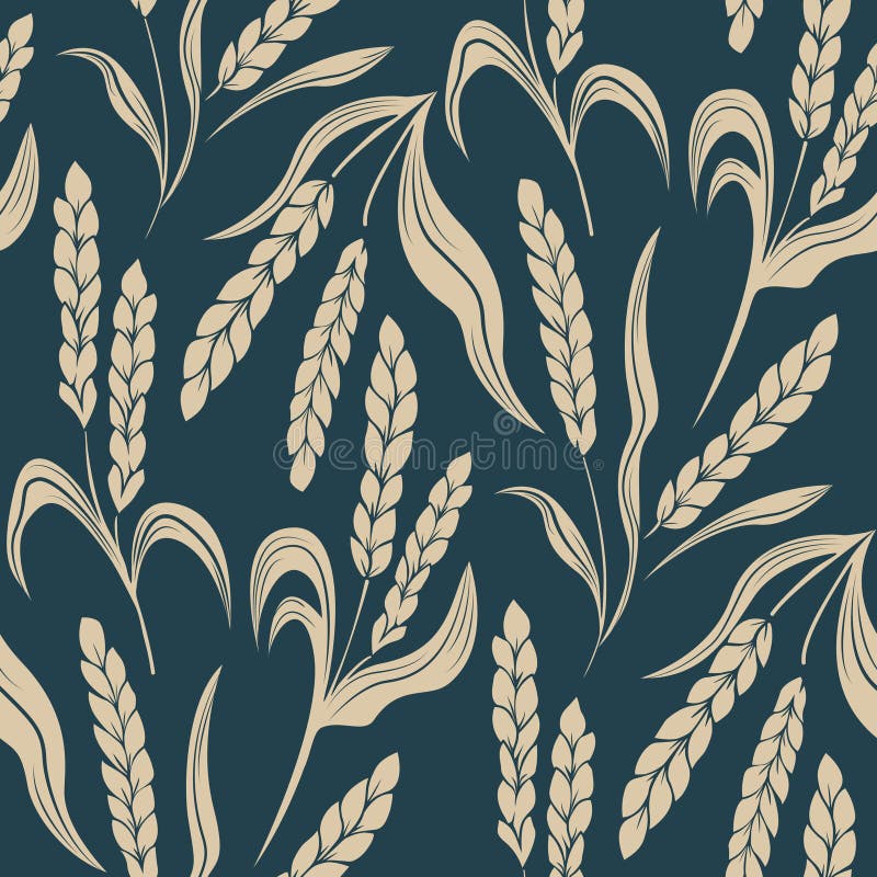 Wheat Wallpaper Rice and Leaf Nature Pattern Stock Vector ...