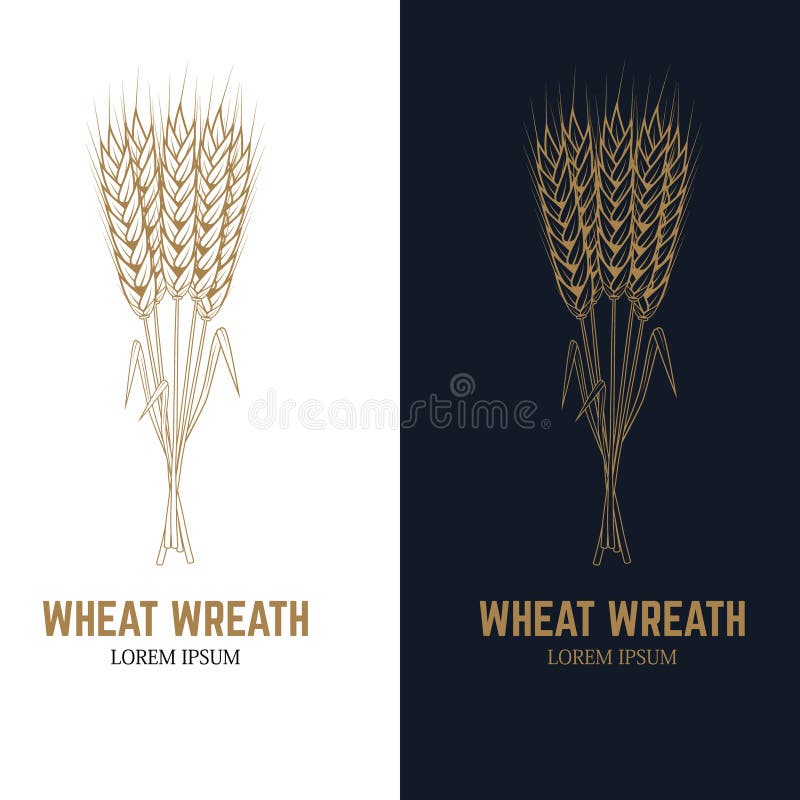 Set of Wheat Wreath and Design Elements. Stock Vector - Illustration of ...