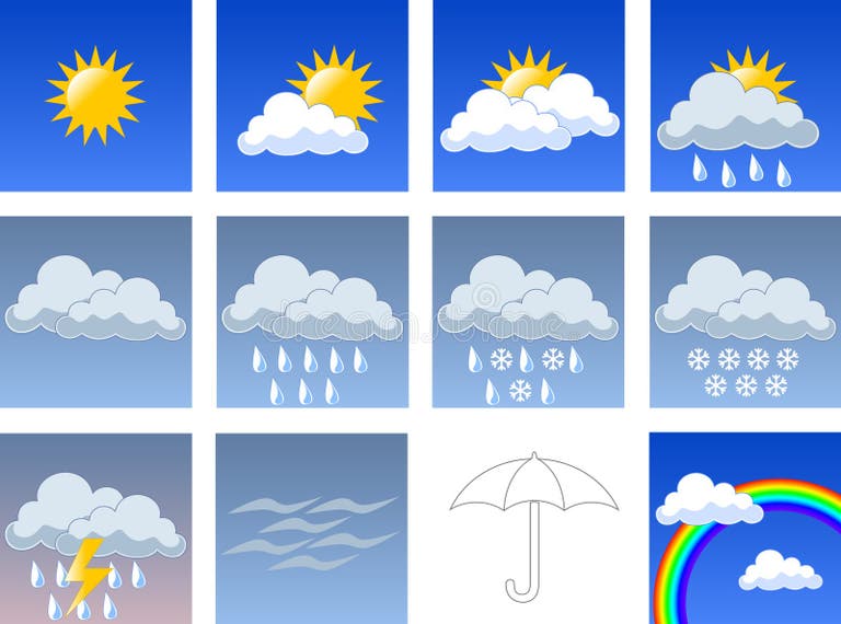 Wheather Symbols Stock Illustrations – 18 Wheather Symbols Stock ...