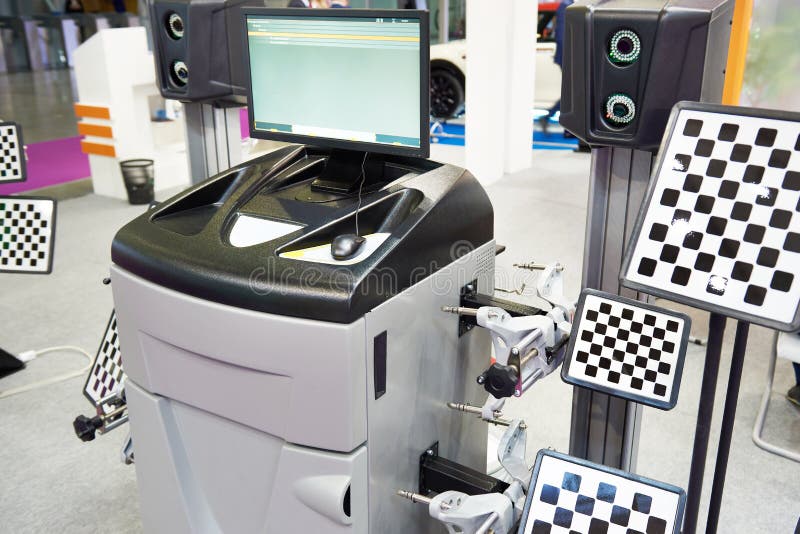 Wheel Alignment Stand with Infrared Stock Photo - Image of inspection ...