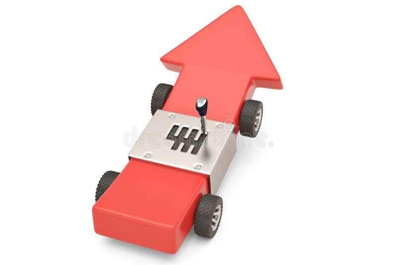 Wheel on Arrow Red Arrow Car.3D Illustration. Stock Illustration ...