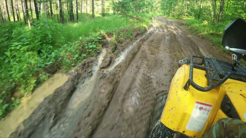 Wheel ATV Drives into a Deep Mud Puddle Stock Footage - Video of drive ...