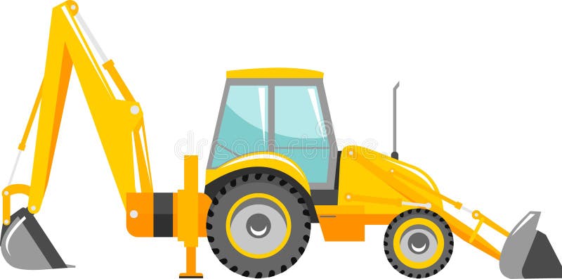 Wheel Backhoe Loader Icon in Flat Style. Vector Illustration Stock ...