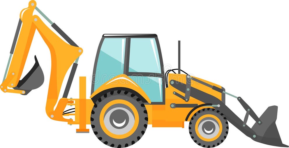 Wheel Backhoe Loader Icon in Flat Style. Vector Illustration Stock ...