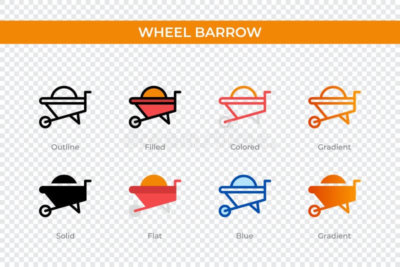 Wheel Barrow Icon in Different Style. Wheel Barrow Vector Icons ...