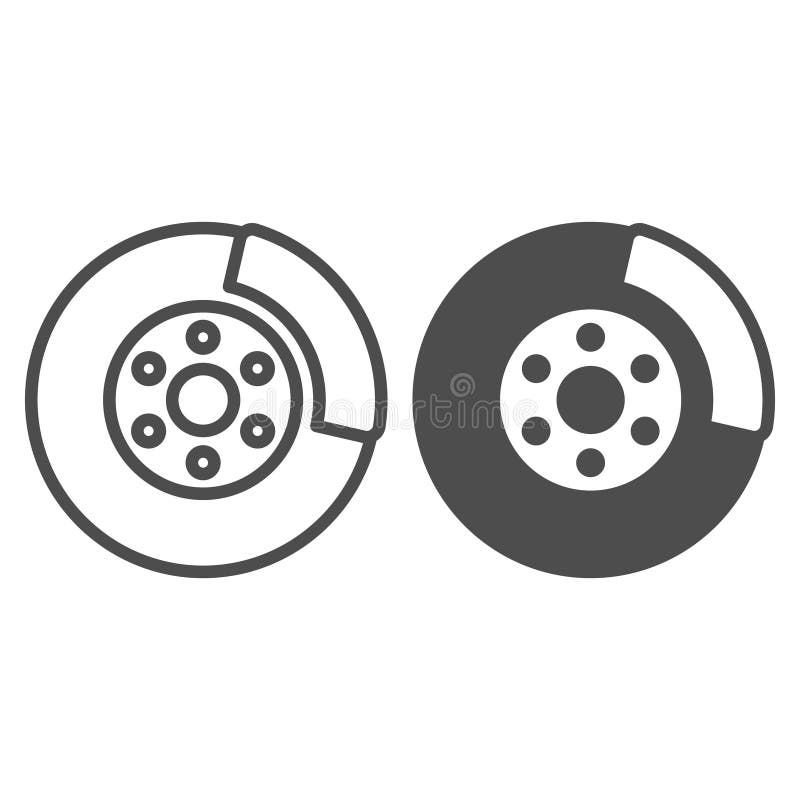 Wheel Brake Disc Line and Solid Icon, Car Service Concept. Vector ...