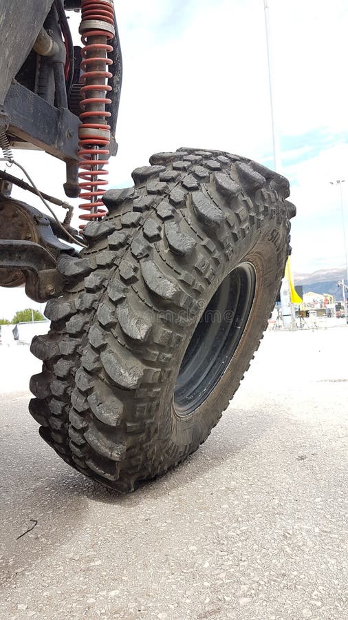 Wheel of 4x4 Car Shock Absorber Editorial Image - Image of mountain ...