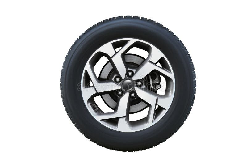 Wheel of the Car with Tyre Side View Isolated on White Background Stock ...