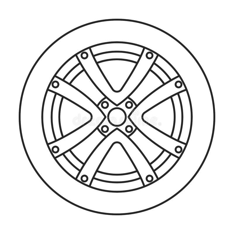 Wheel Car Vector Icon.Outline Vector Icon Isolated on White Background ...