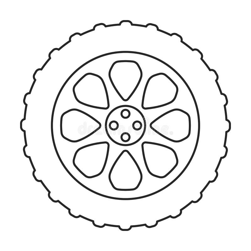 Wheel Car Vector Icon.Outline Vector Icon Isolated on White Background ...