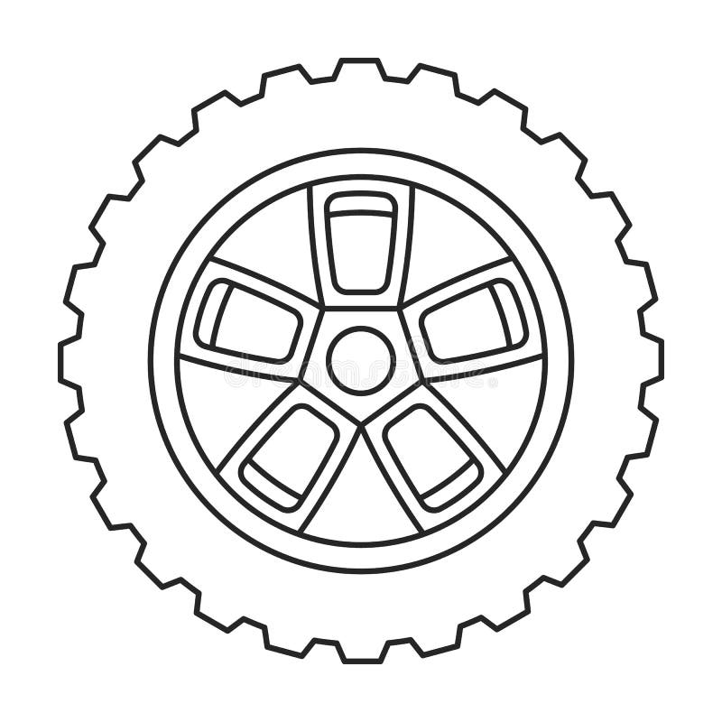 Wheel Car Vector Icon.Outline Vector Icon Isolated on White Background ...