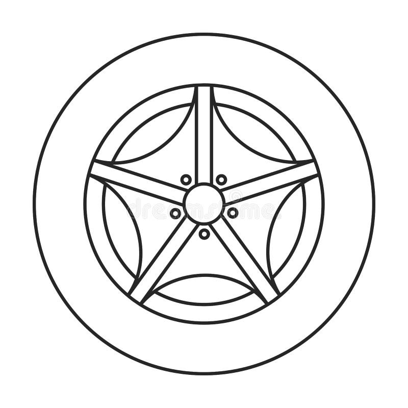 Wheel Car Vector Icon.Outline Vector Icon Isolated on White Background ...