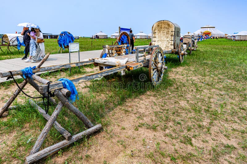 Wheel Cart of Hasar Nomadic Tribe in Inner Mongolia, China Editorial ...