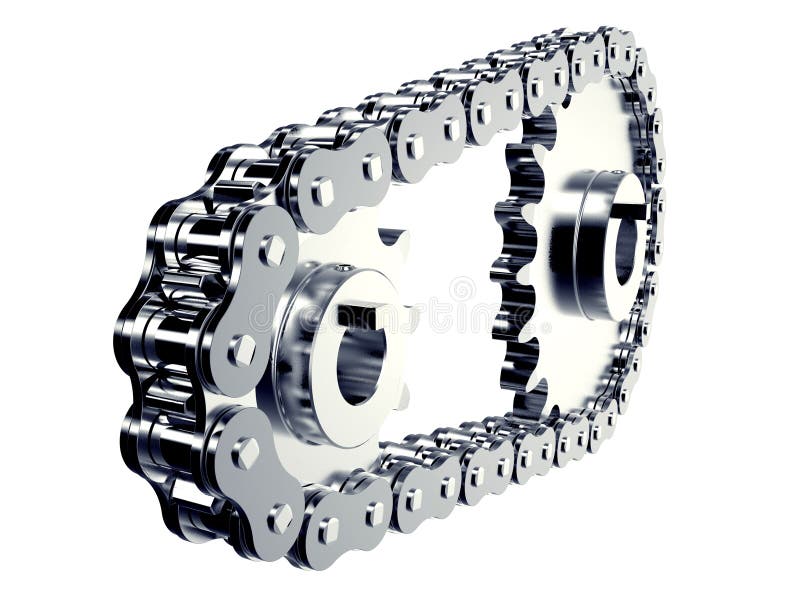 Wheel Chain with Cogs on White Stock Illustration - Illustration of ...