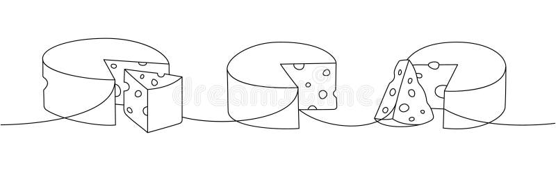 Cheese One Line Continuous Drawing. Different Types of Cheese ...