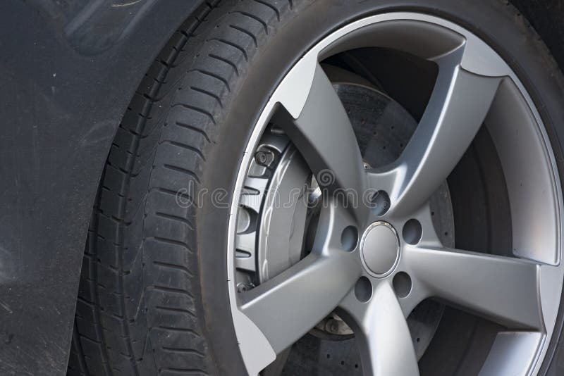 Wheel Closeup with Brake Disc and Caliper Stock Photo - Image of disc ...