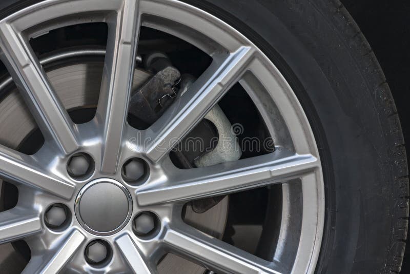 Wheel Closeup with Brake Disc and Caliper Stock Image - Image of chrome ...
