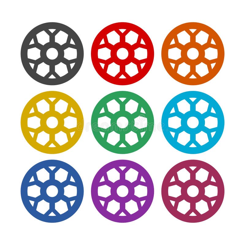 Wheel Color Icon Set Isolated on White Background Stock Vector ...