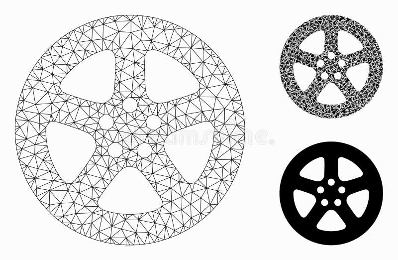 Wheel Cover Vector Mesh Carcass Model and Triangle Mosaic Icon Stock ...