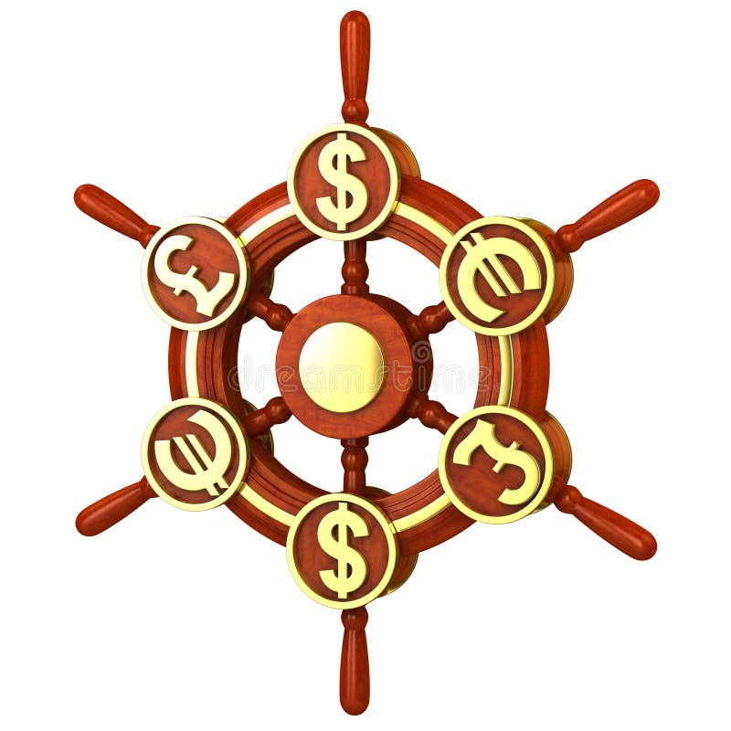 Wheel with currency signs stock illustration. Illustration of ...